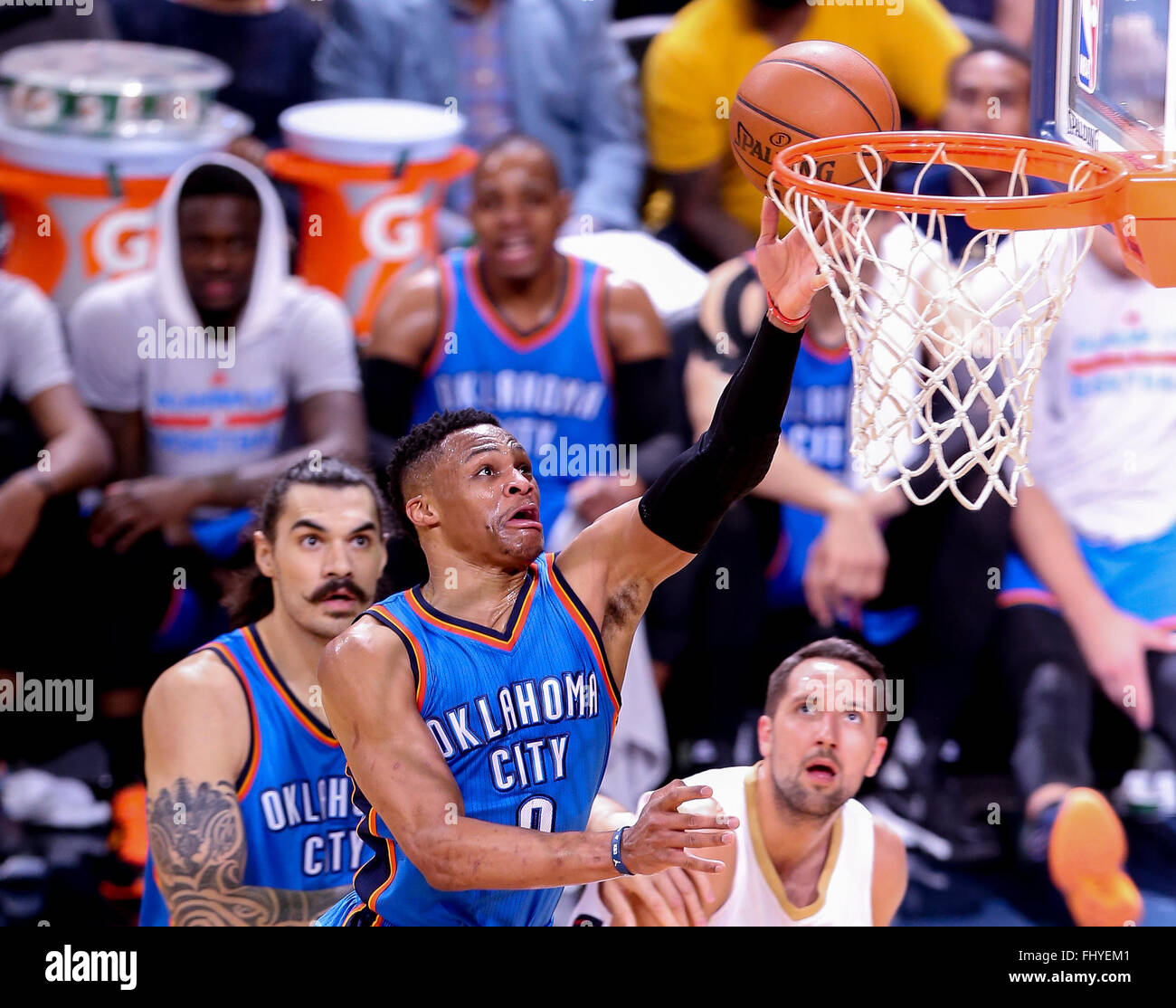 New Orleans, LA, USA. 25th Feb, 2016. Oklahoma City Thunder guard ...