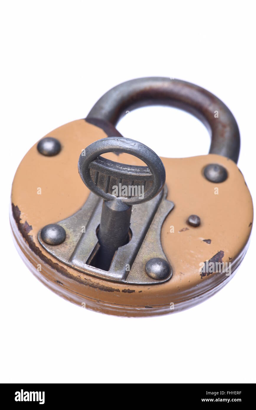 Old padlock isolated on white background Stock Photo - Alamy