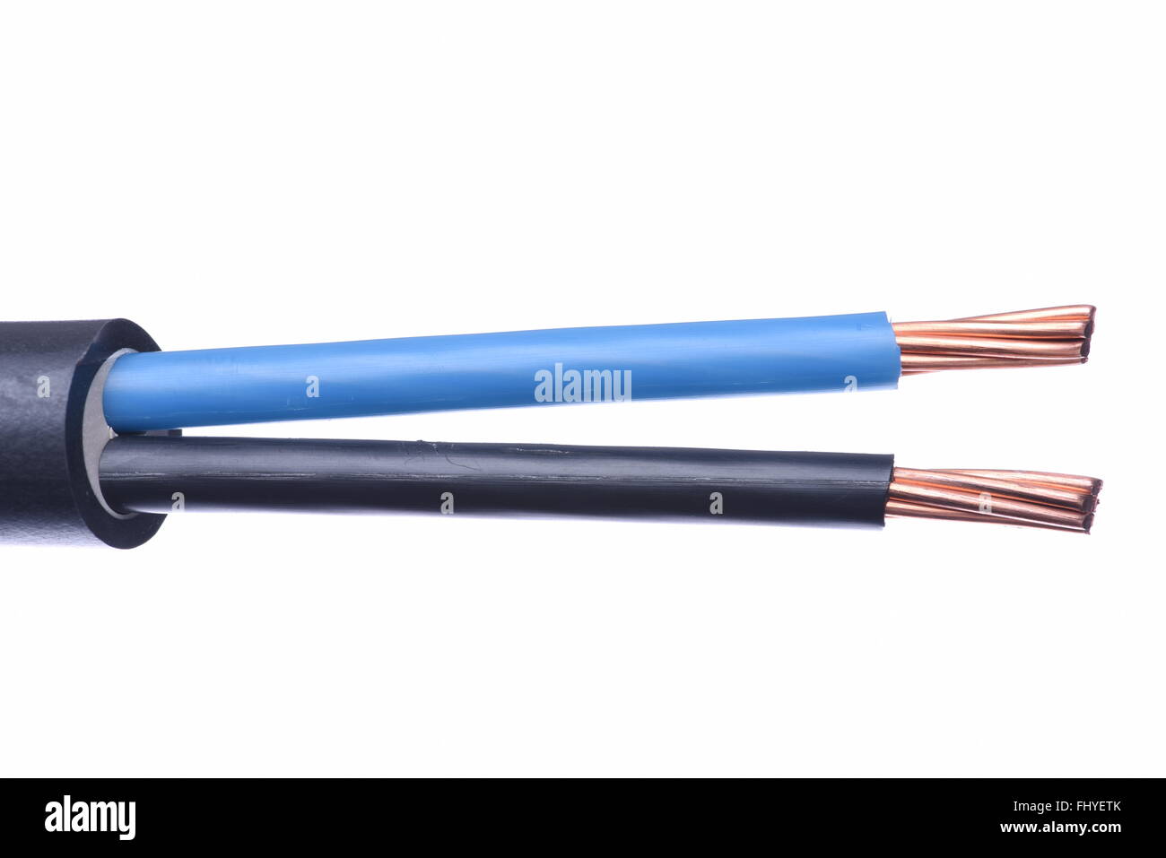 Electric cable closeup isolated on white background Stock Photo - Alamy