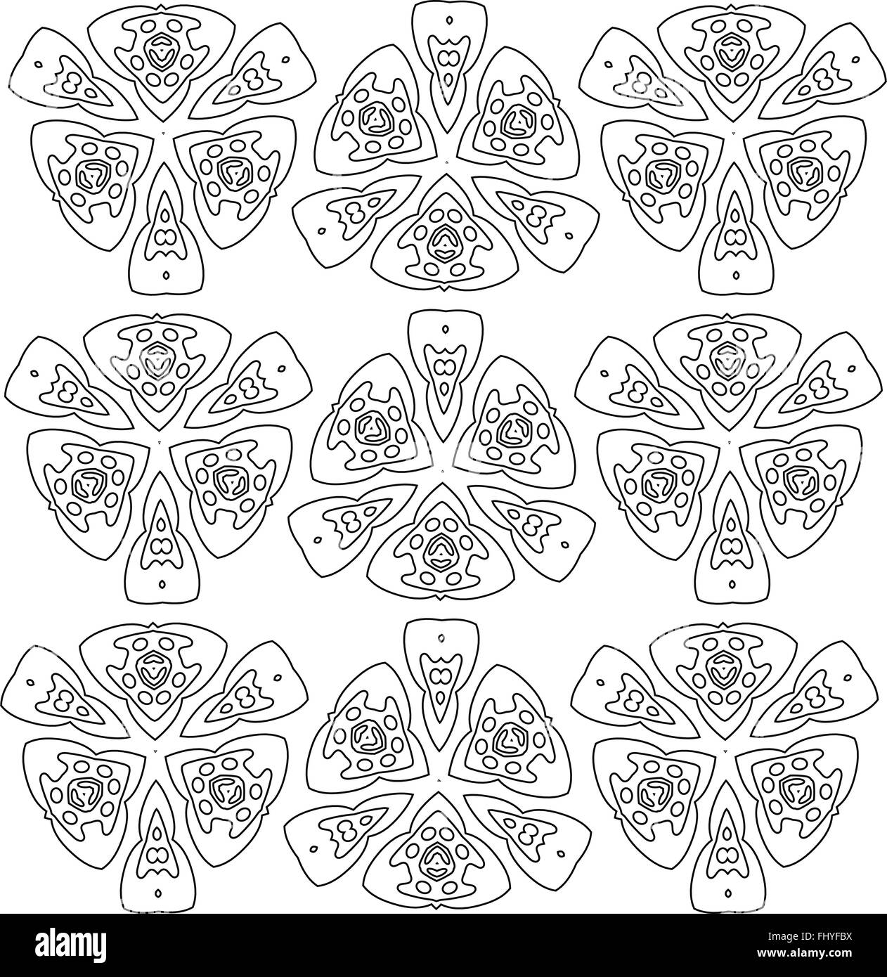 Black and white abstract flowers print. Digital background vector ...