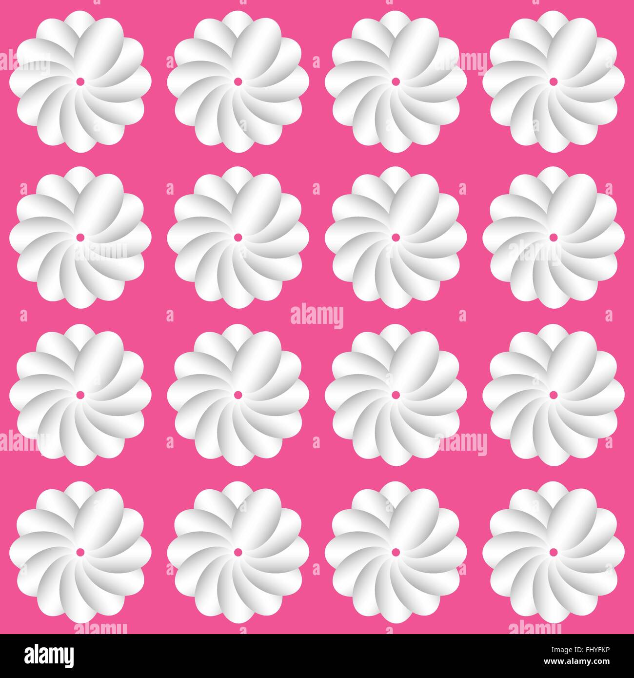 White flowers on pink background. Digital background vector pattern ...