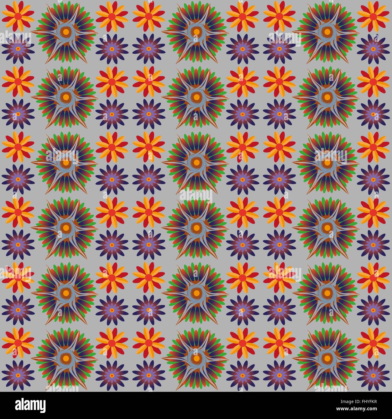 Flowers on light gray background. Digital background vector pattern ...