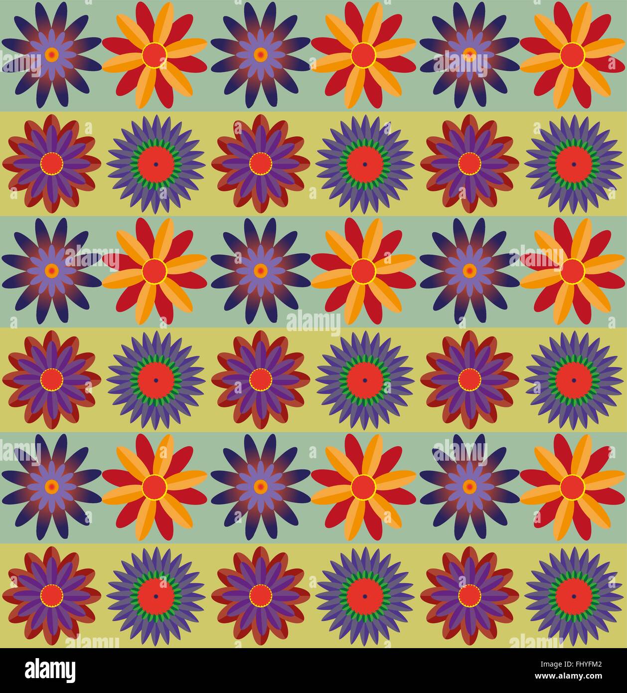 Red, orange, blue floral pattern. Digital background vector pattern ...