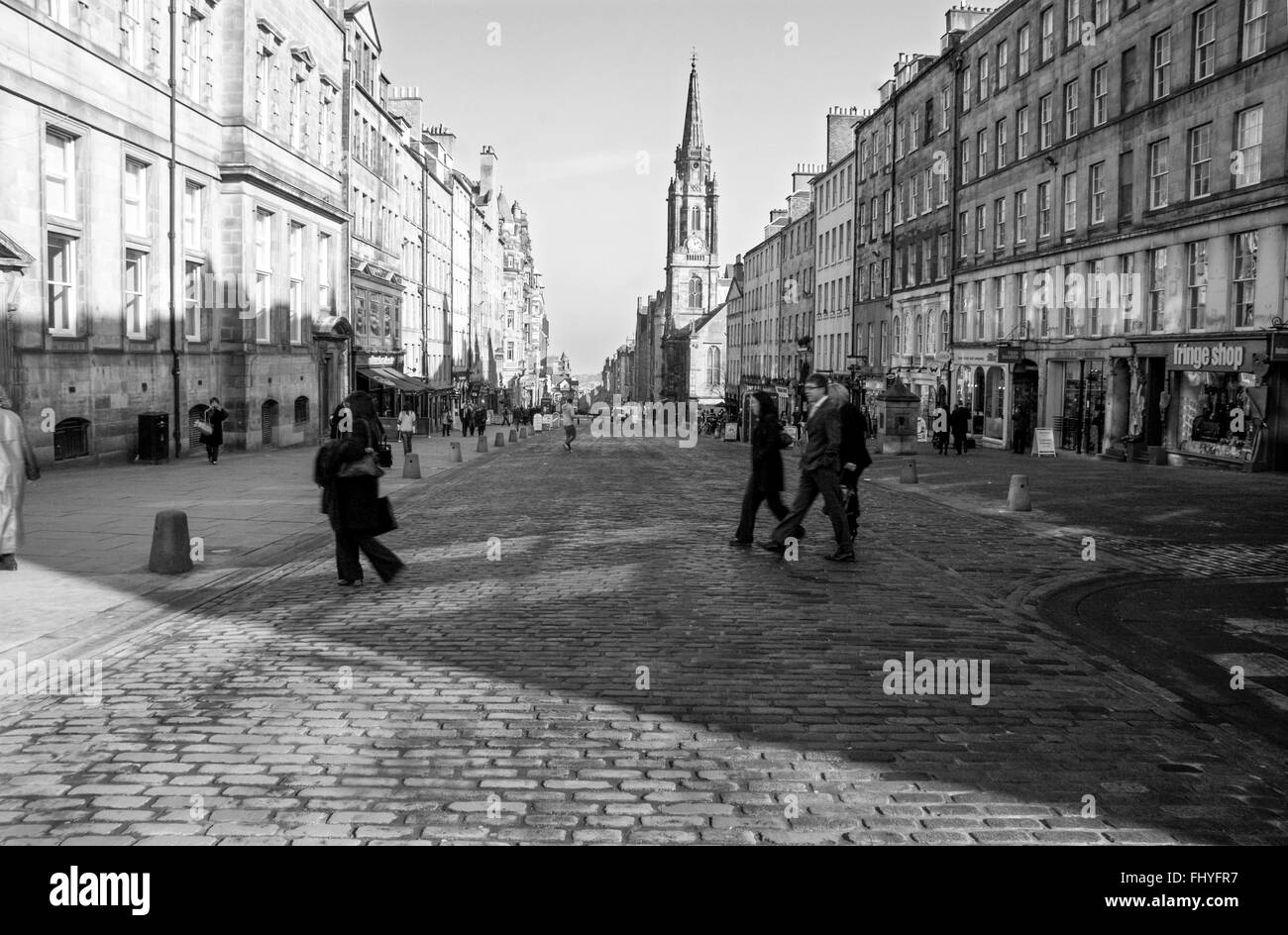 EDINBURGH SCOTLAND MARCH 4: The Royal Mile, the main thoroughfare of ...