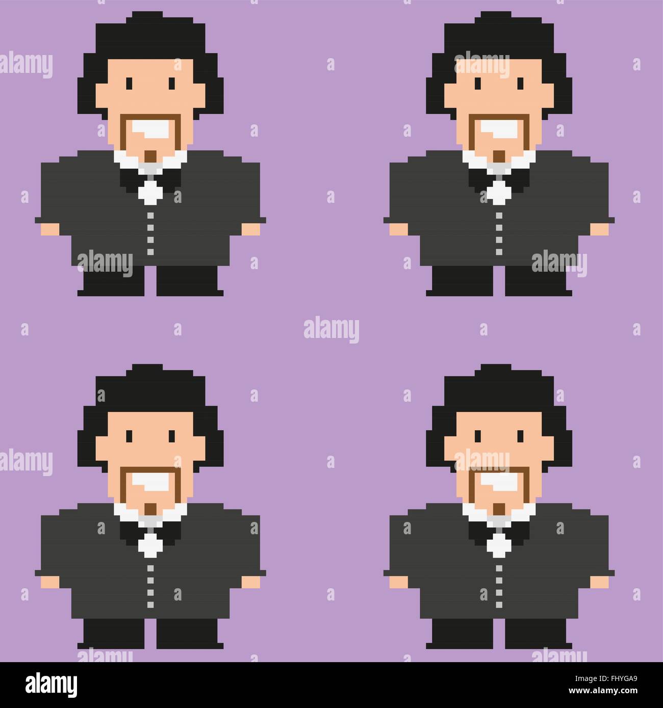 Marriage. Wedding. Pixelated happy groom on purple backdrop. Digital ...