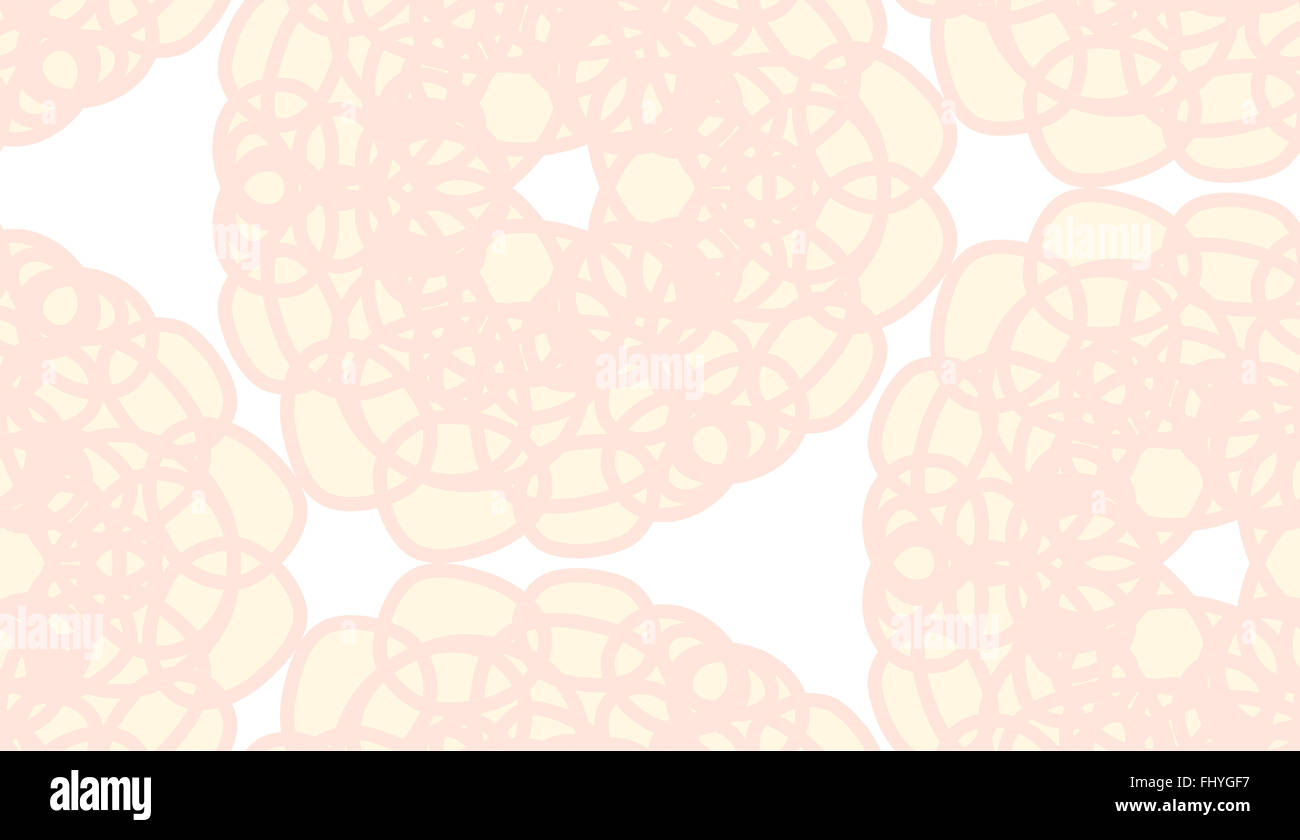 Light brown scribbled circle shapes in form of flowers as repeating ...