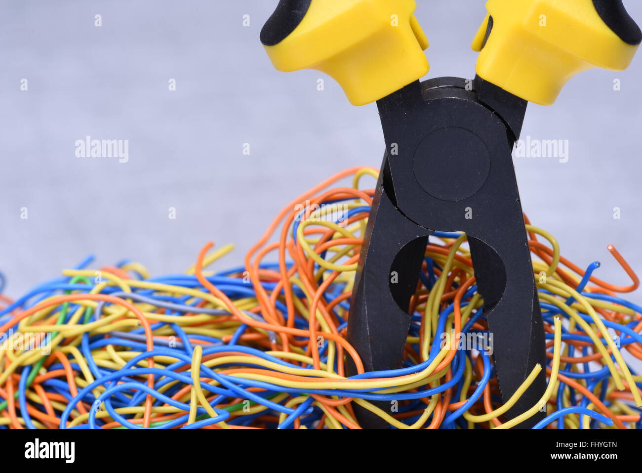 Electrical service, component tool and wires Stock Photo - Alamy