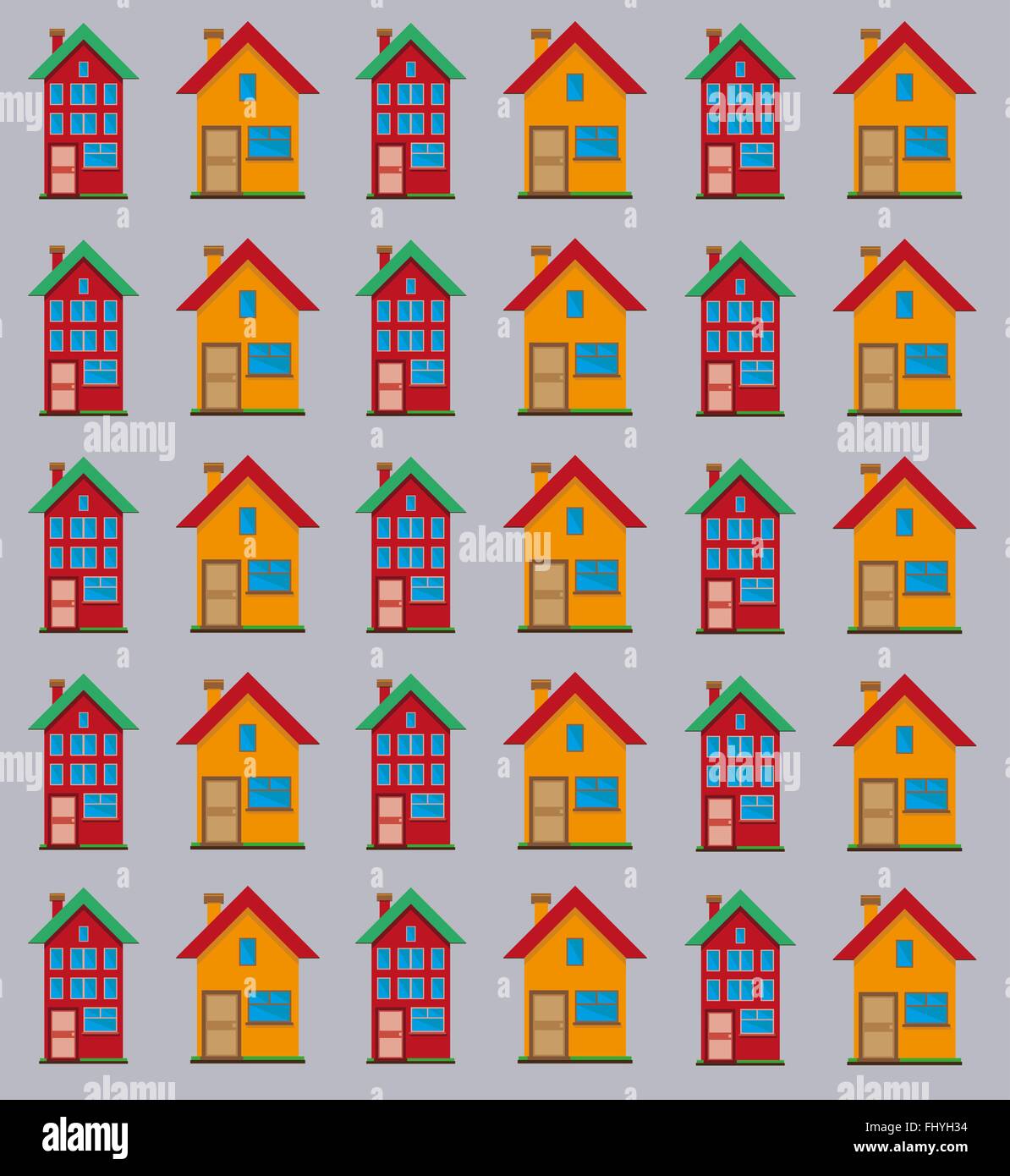 Detailed flat houses on the light gray backdrop. Real estate ...