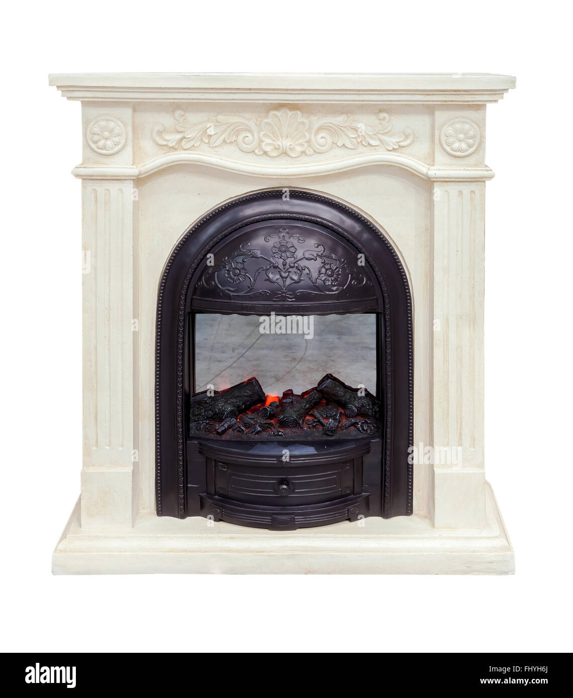 Fireplace isolated on white background Stock Photo - Alamy