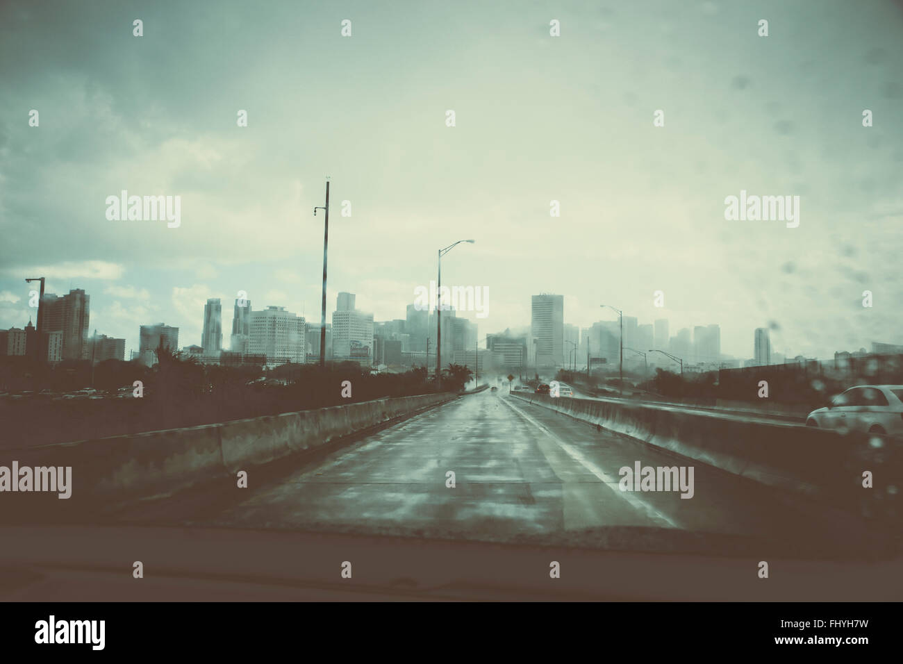 USA, Miami, view to the skyline at rainy day Stock Photo - Alamy