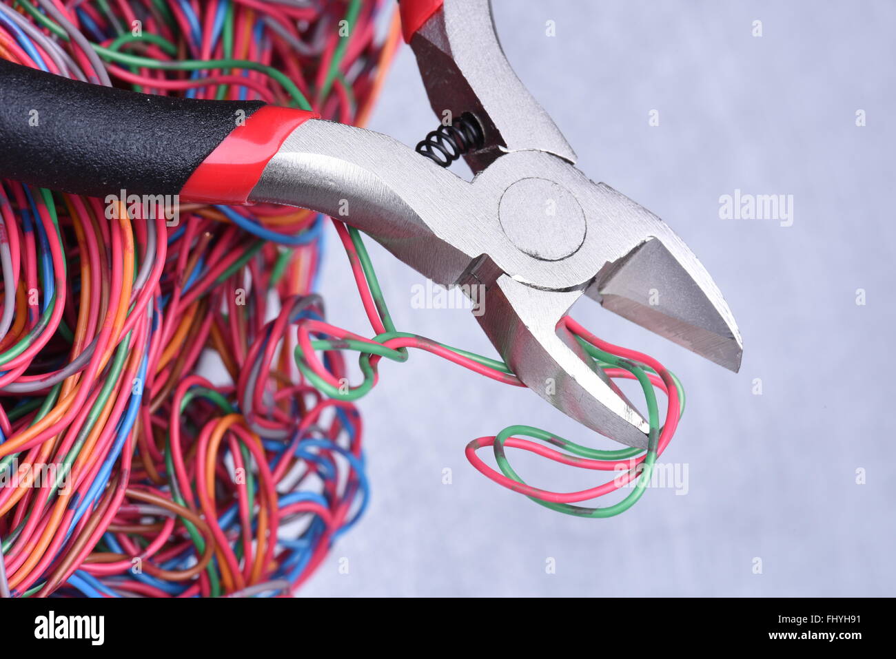 Electrical service, component tool and wires Stock Photo - Alamy