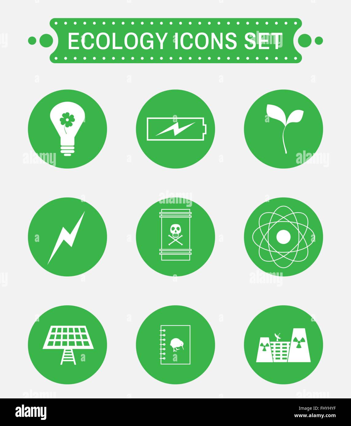 Ecology logo isolated on green round buttons. Digital background vector ...