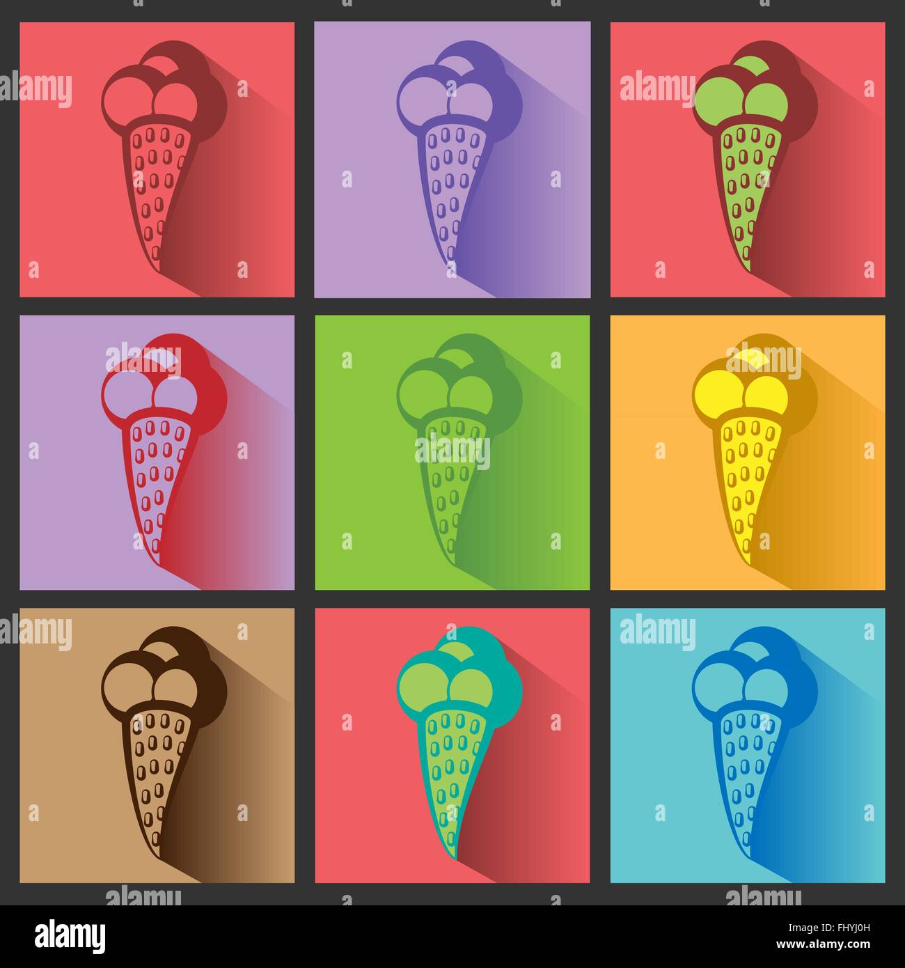 Set of colorful ice cream cones. Summer treats concept. Digital ...