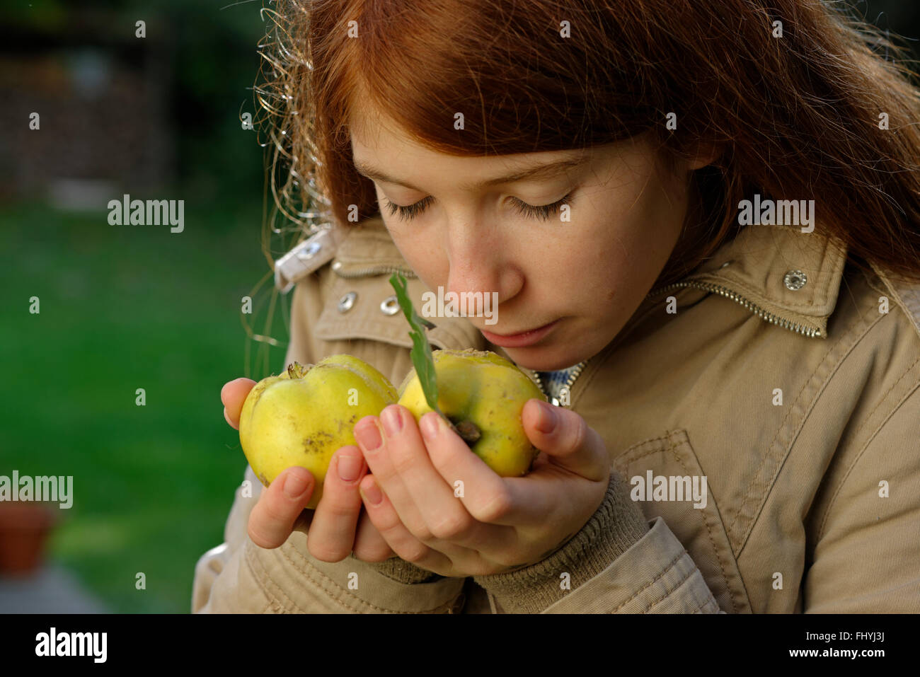 Close up girl holding smelling hi-res stock photography and images - Alamy