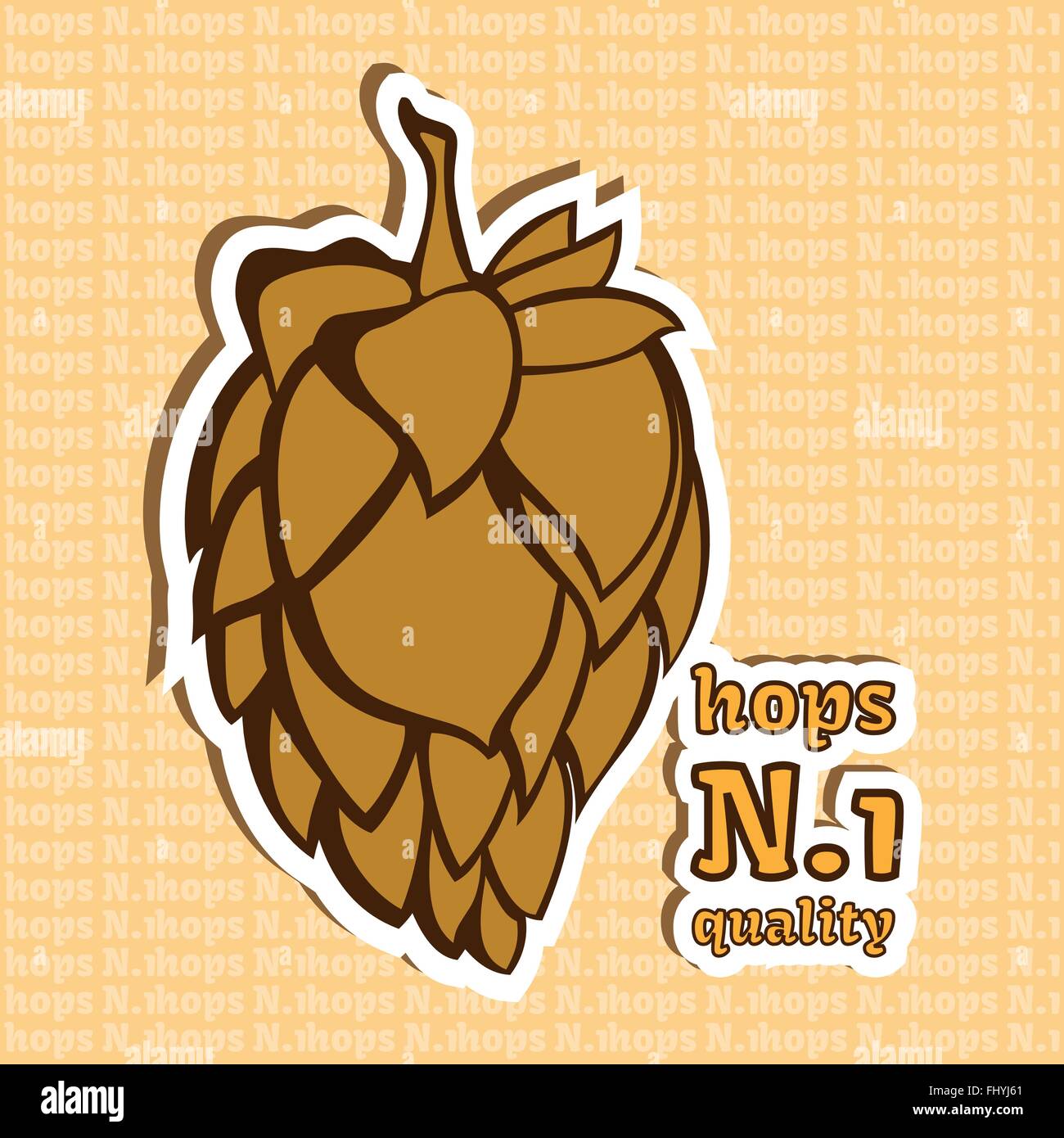 Golden Yellow Hop Flower Vector Illustration. Number 1 Quality Product ...