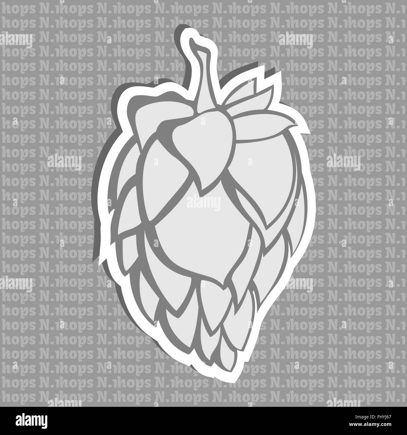 Gray Hop Flower Vector Illustration. Final image ready for beer ...