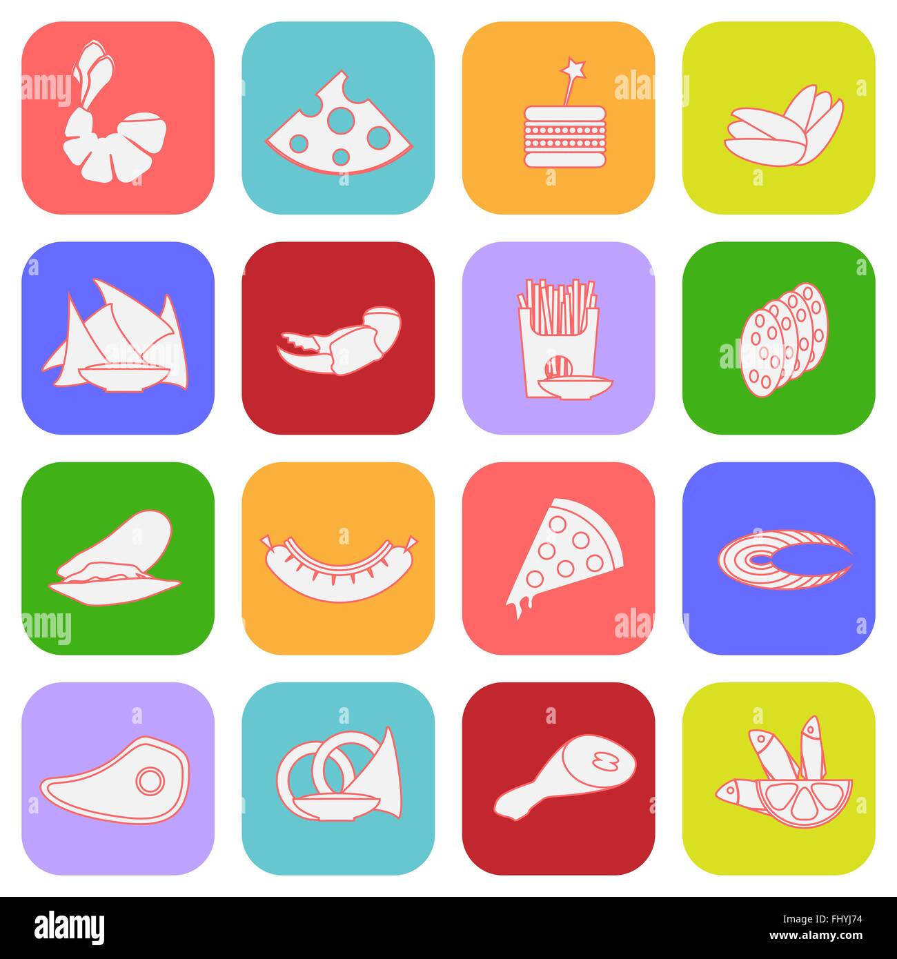 Colorful beer snacks icon set. Digital background vector illustration ...