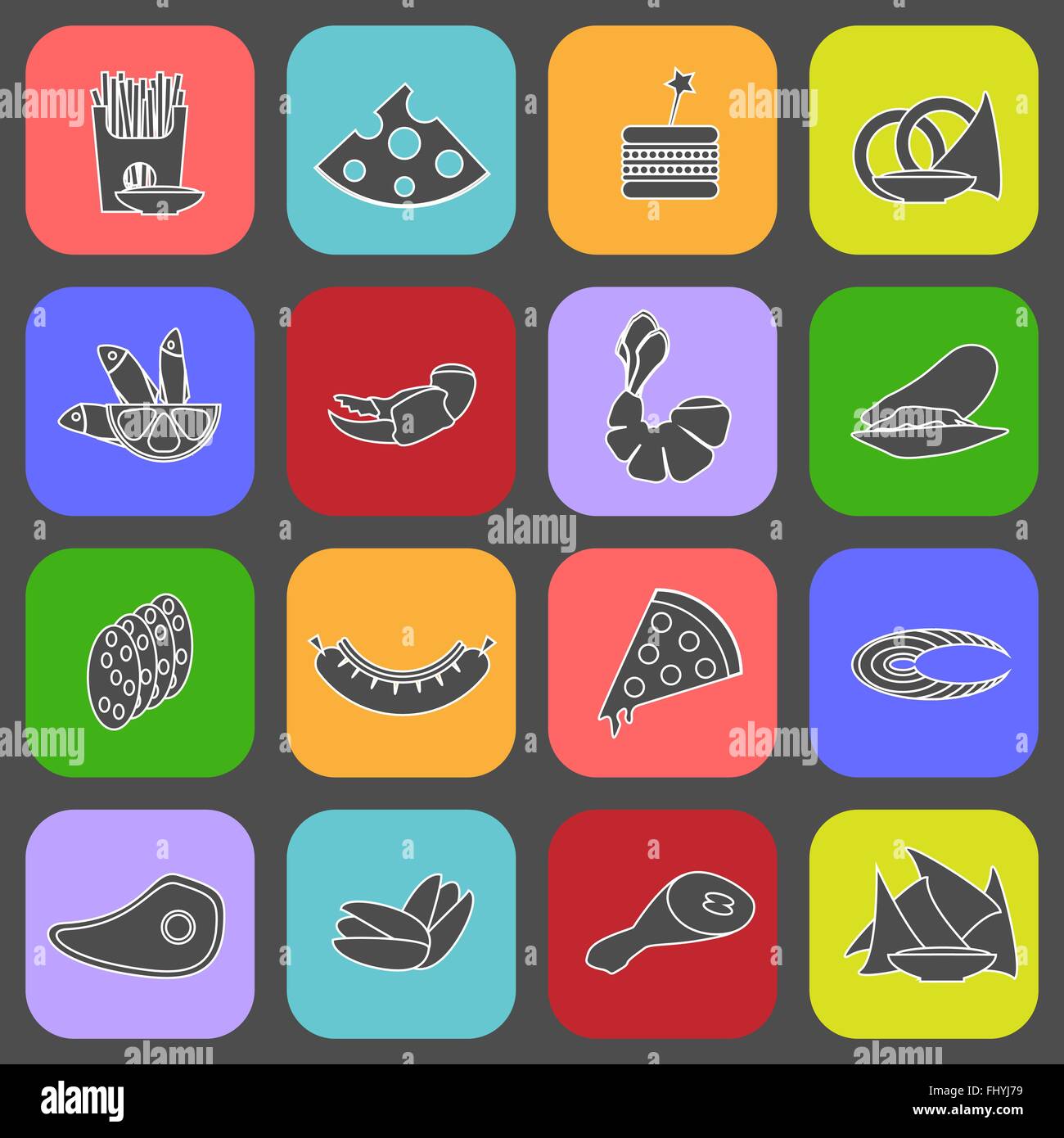 Colorful beer snacks icon set. Digital background vector illustration ...