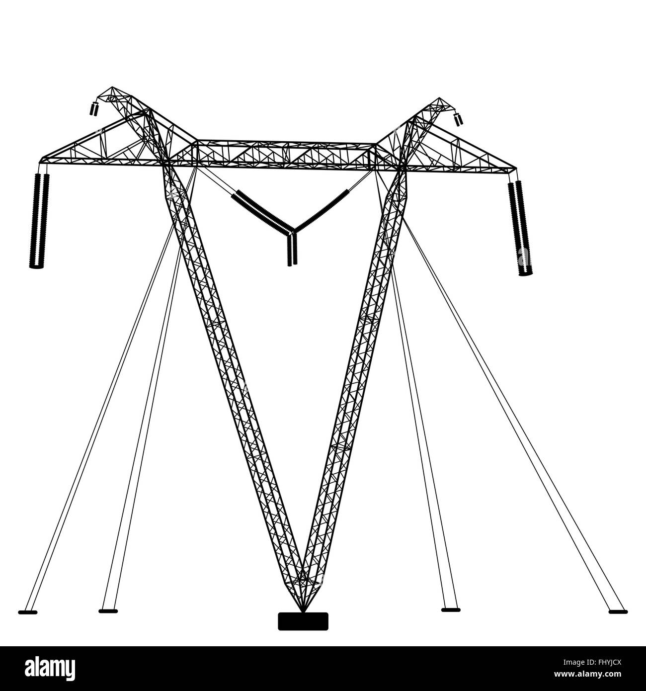 Silhouette of high voltage power lines. illustration Stock Photo - Alamy