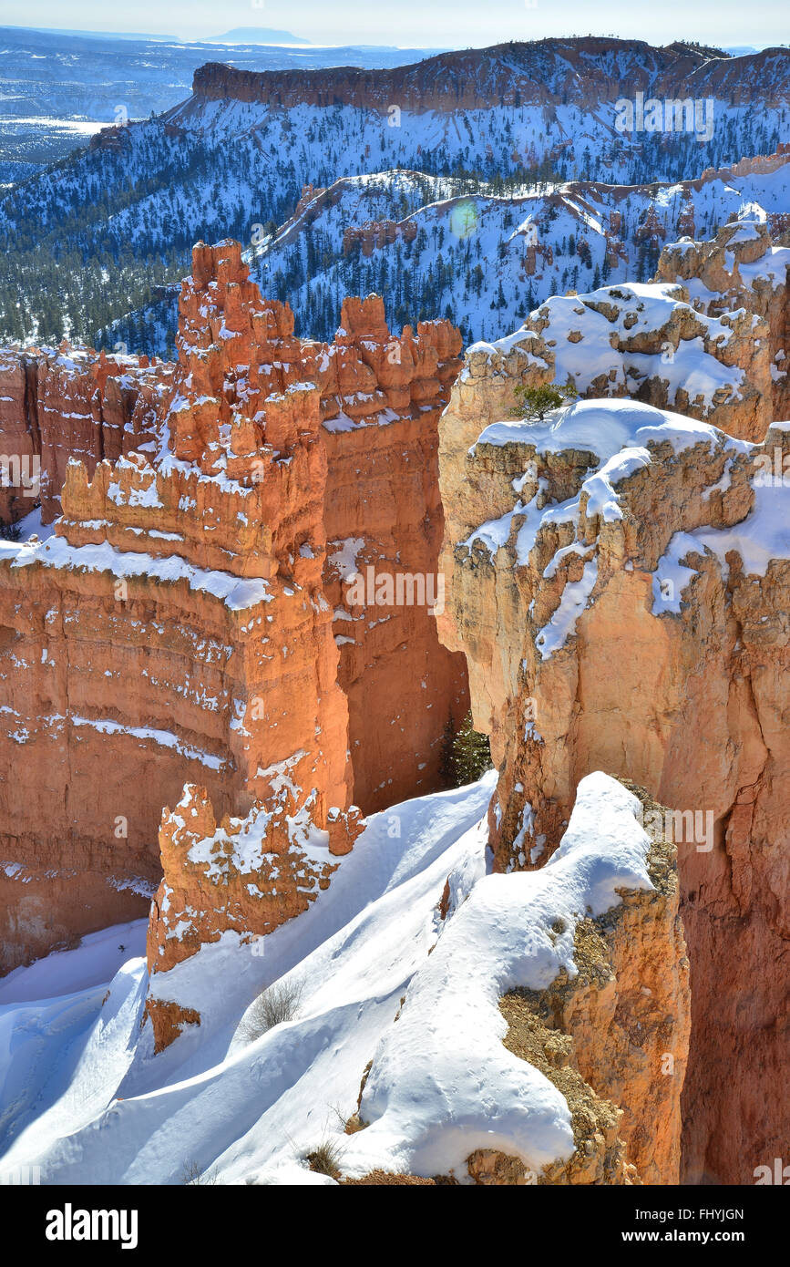 View of Navajo Loop Trail from Sunset Point on a winter morning, as the ...