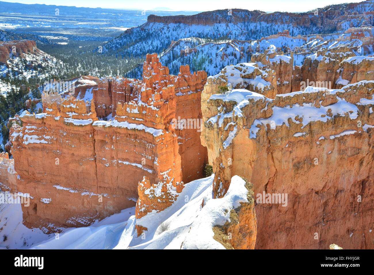 View of Navajo Loop Trail from Sunset Point on a winter morning, as the ...