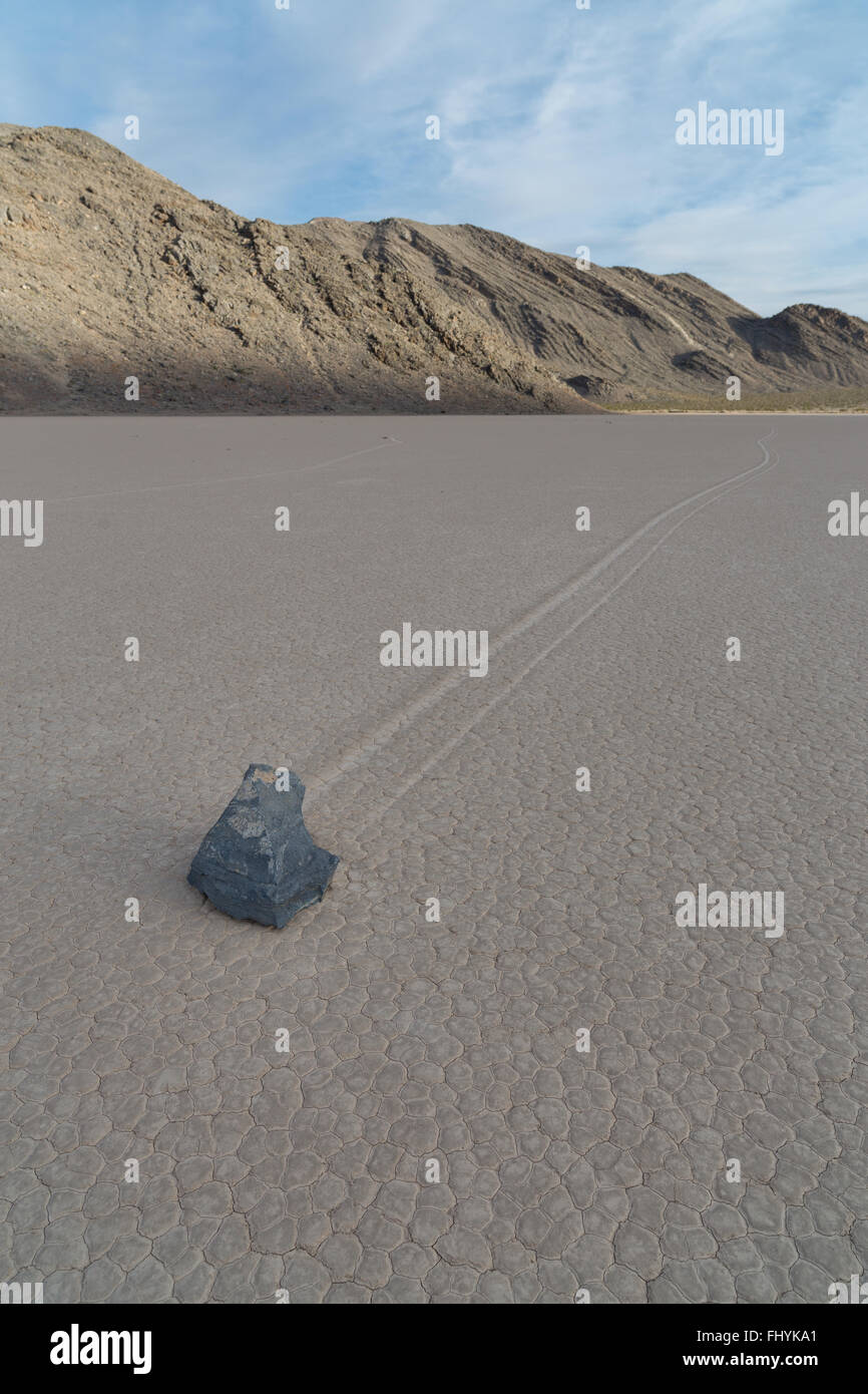 Racetrack Playa / A moving sailing rock in the desert creating a track ...