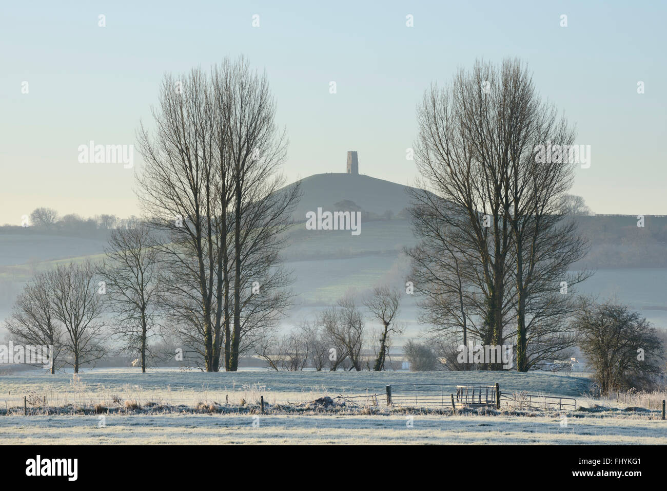 Glastonbury Tor, Somerset, during a hard winter frost Stock Photo - Alamy
