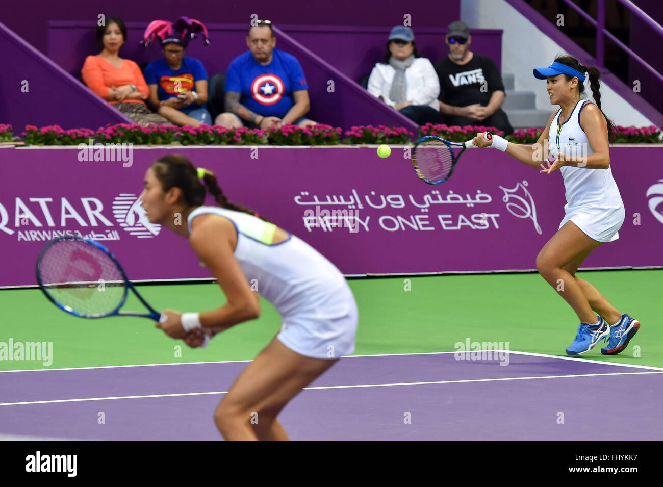 Doha, Qatar. 26th Feb, 2016. Hao-Ching Chan (L) and Yung-Jan Chan of ...