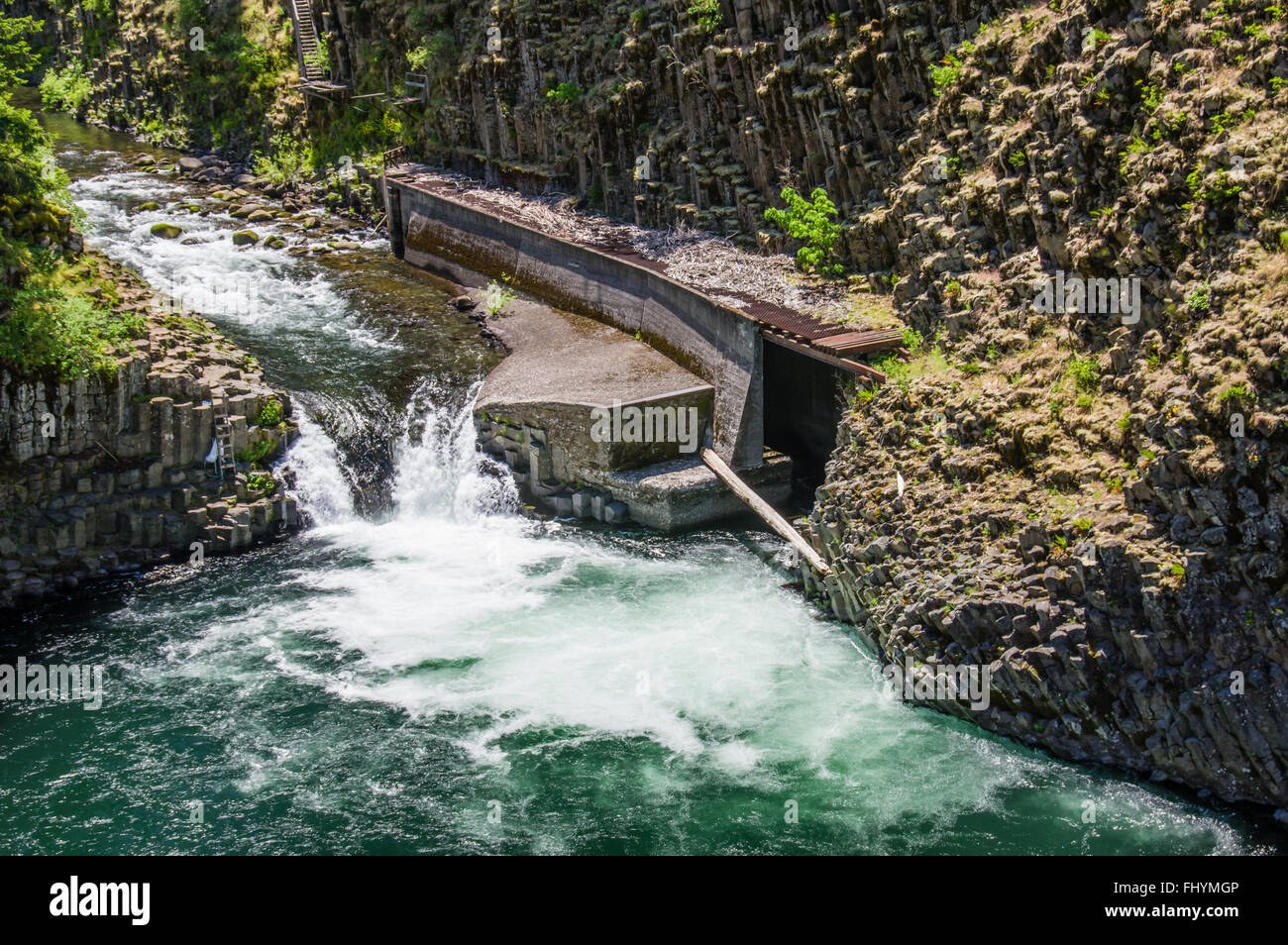 Punchbowl Falls on the West Fork of Hood River. The concrete fish ...