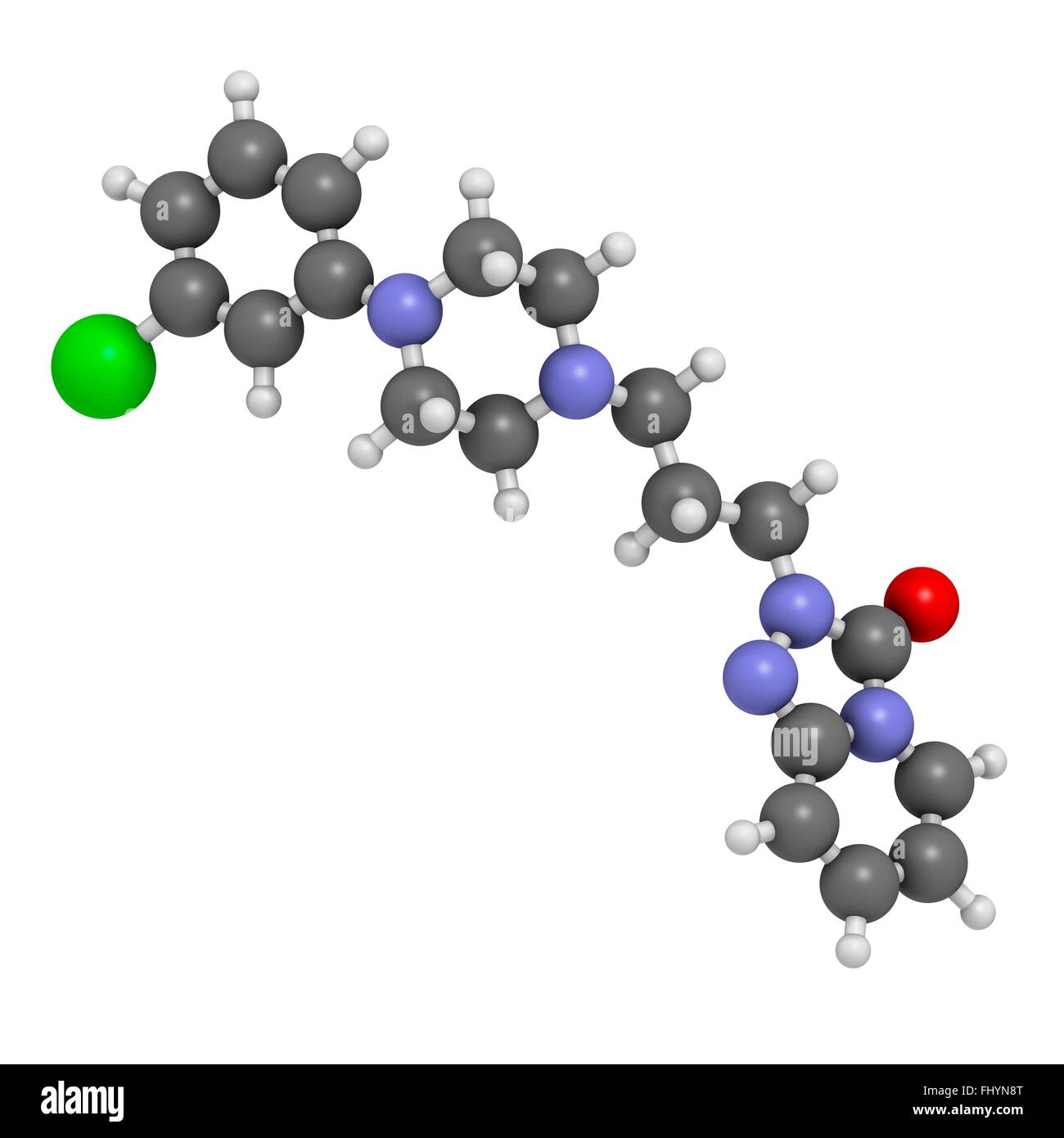 Trazodone antidepressant, hypnotic and anxiolytic drug molecule Atoms ...