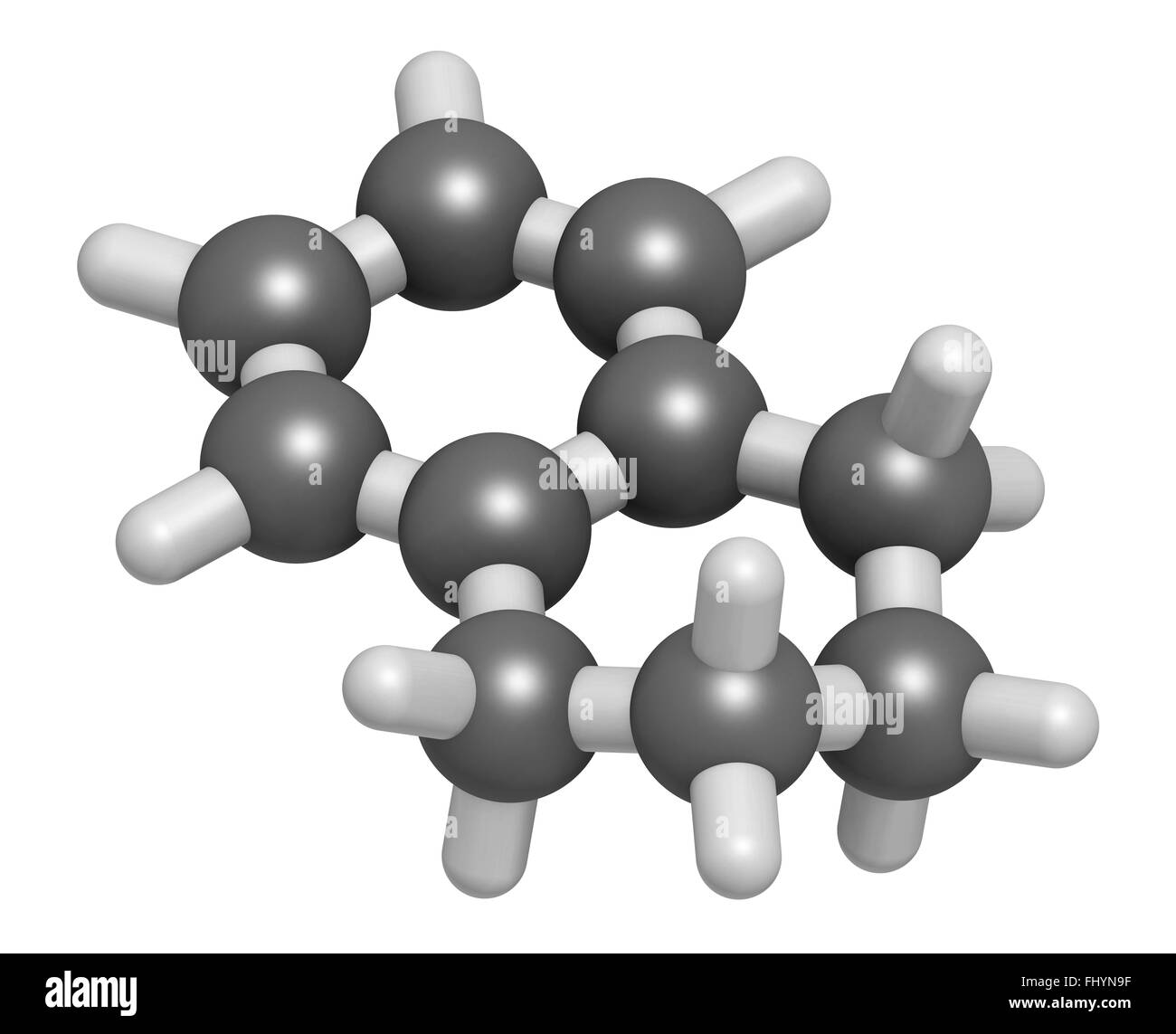 Tetralin solvent molecule. Atoms are represented as spheres and are ...