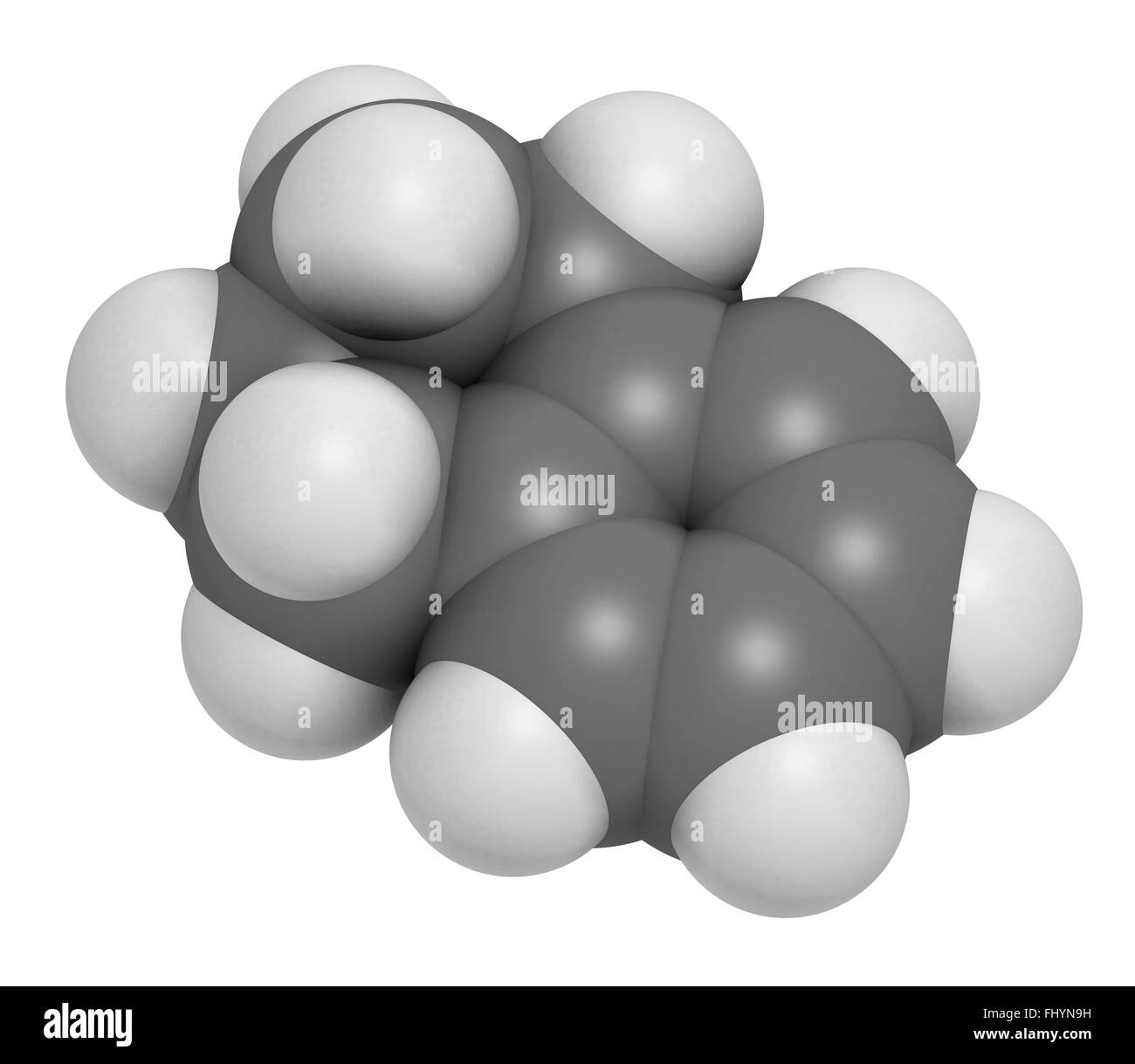 Tetralin solvent molecule. Atoms are represented as spheres and are ...
