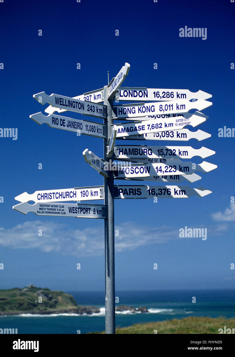 Sign post with distances & directions to points around the world - CAPE ...
