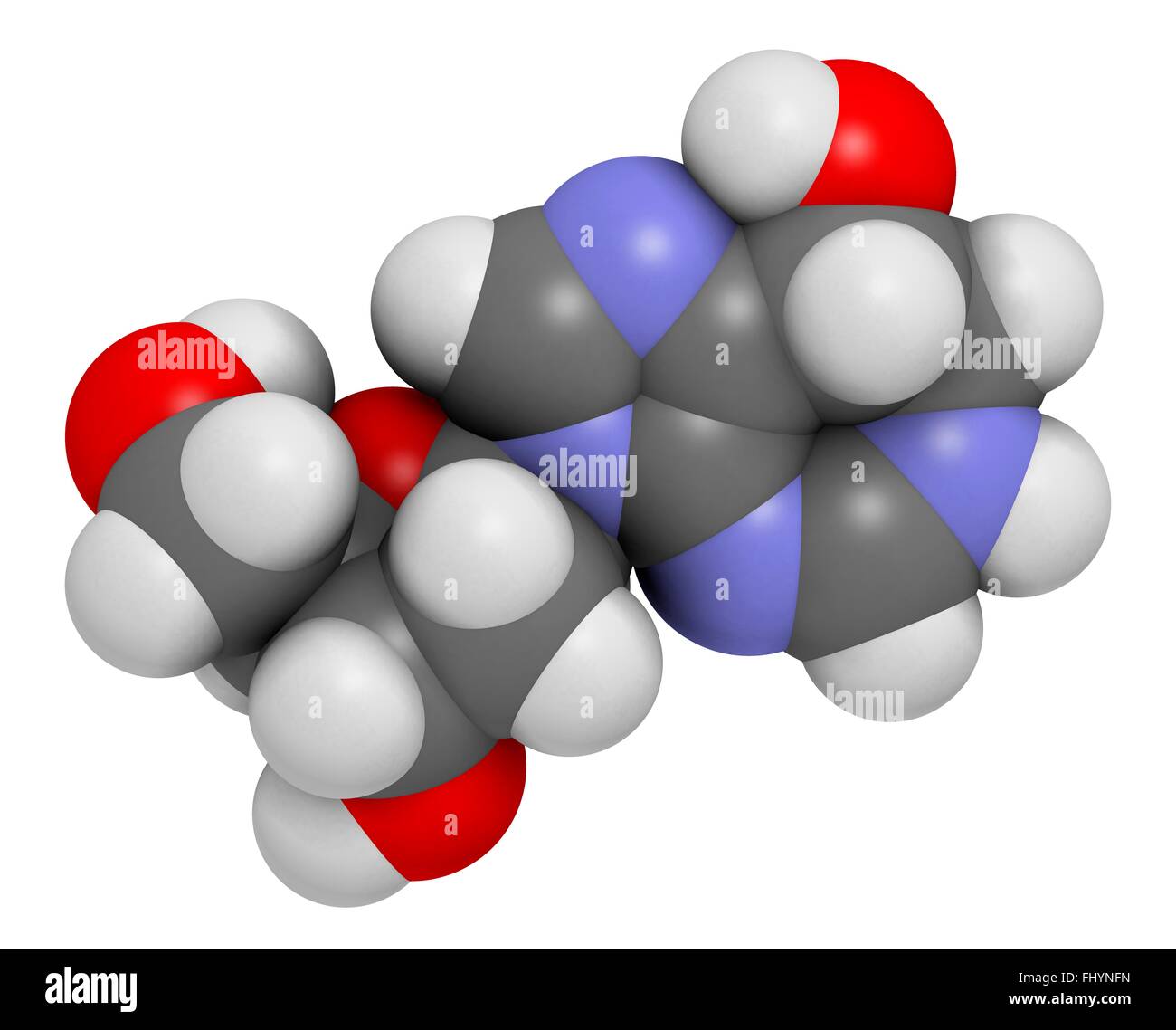 Pentostatin cancer drug molecule Atoms are represented as spheres and ...