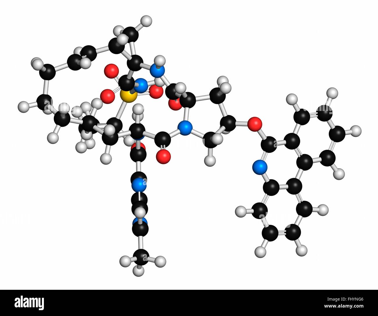 Paritaprevir hepatitis C virus (HCV) drug molecule (NS3-4A serine ...
