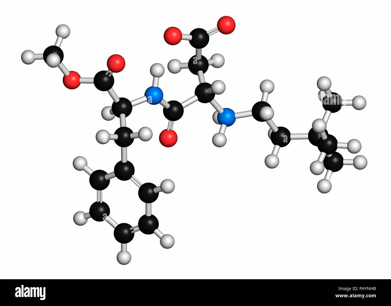 Neotame (E961) sugar substitute molecule Atoms are represented as ...