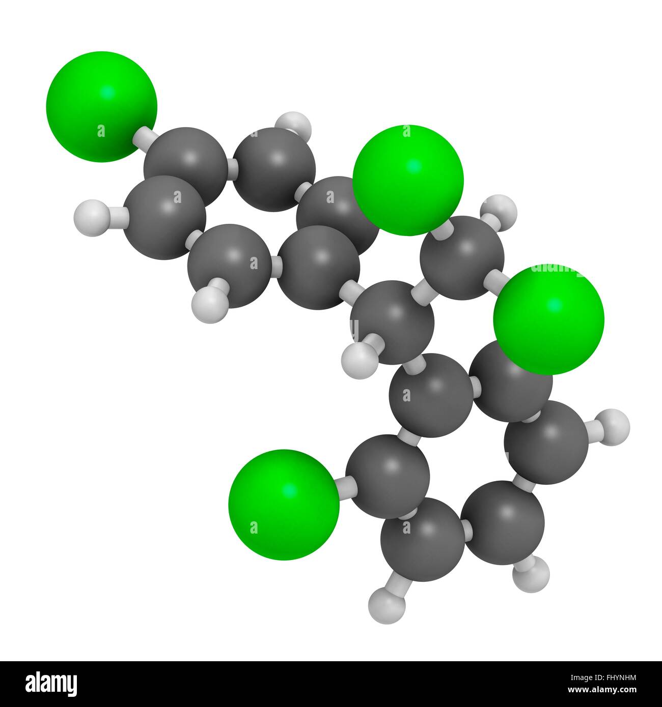 Mitotane cancer drug molecule Atoms are represented as spheres and are ...