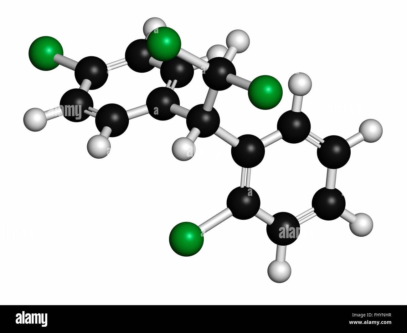 Mitotane cancer drug molecule Atoms are represented as spheres and are ...
