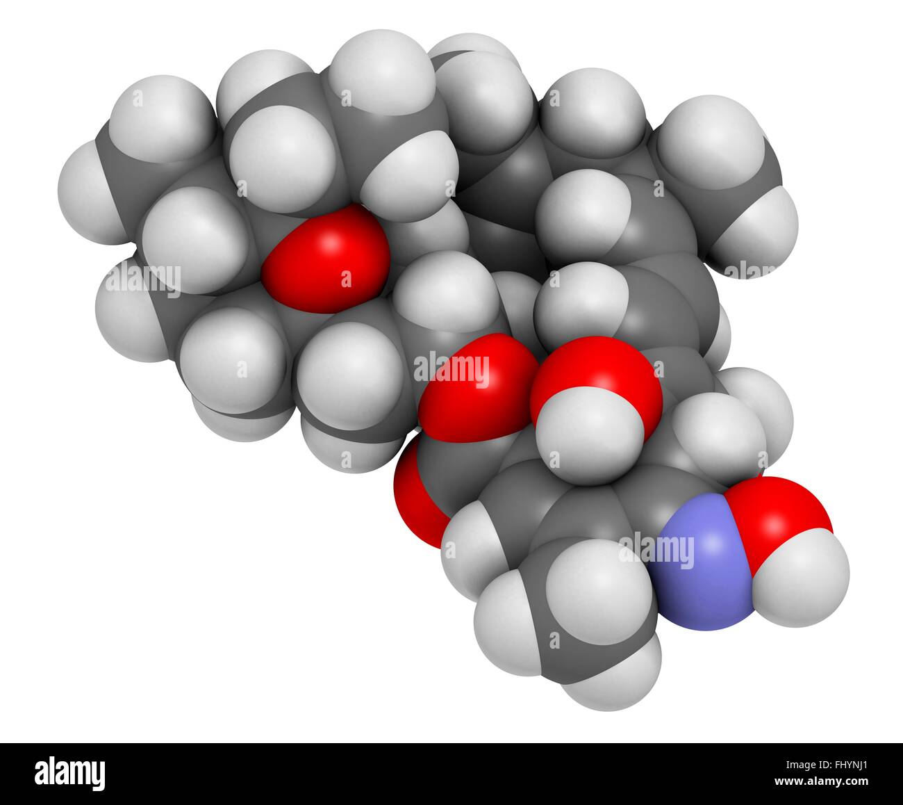 Milbemycin oxime antiparasitic drug molecule (veterinary) Atoms are ...