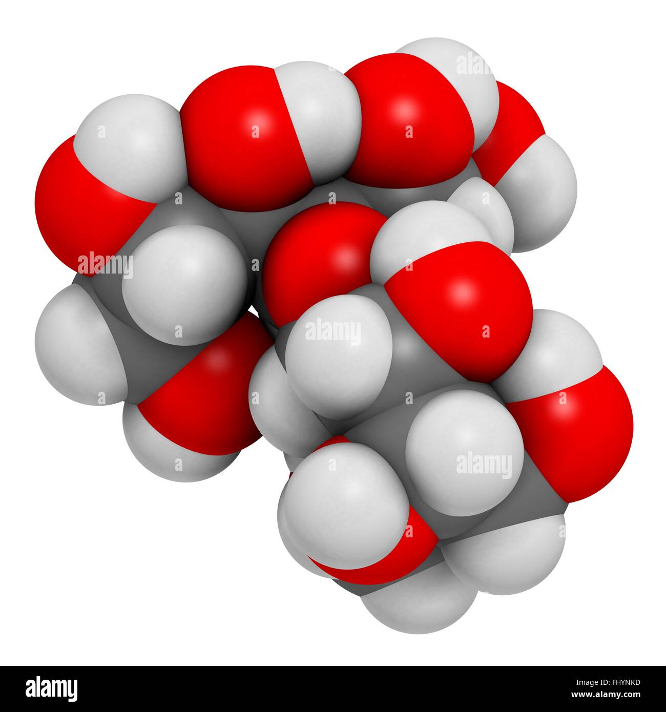 Maltitol sugar alcohol sweetener molecule Atoms are represented as ...