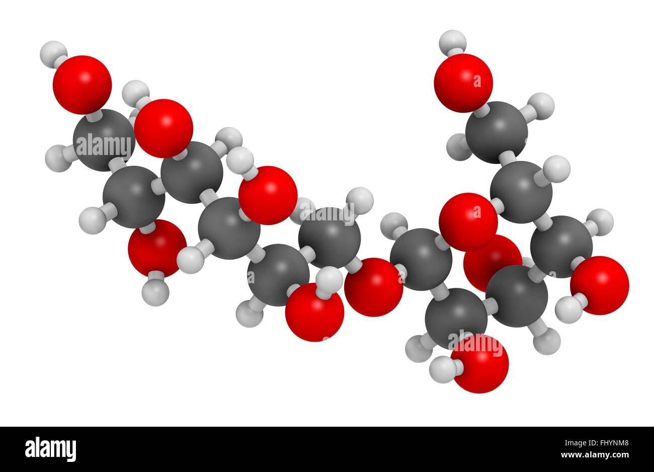 Isomalt sugar substitute molecule (one of two components shown) Atoms ...