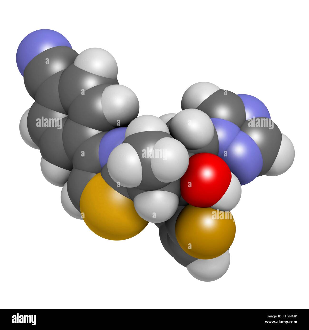 Isavuconazole triazole antifungal drug molecule Atoms are represented ...