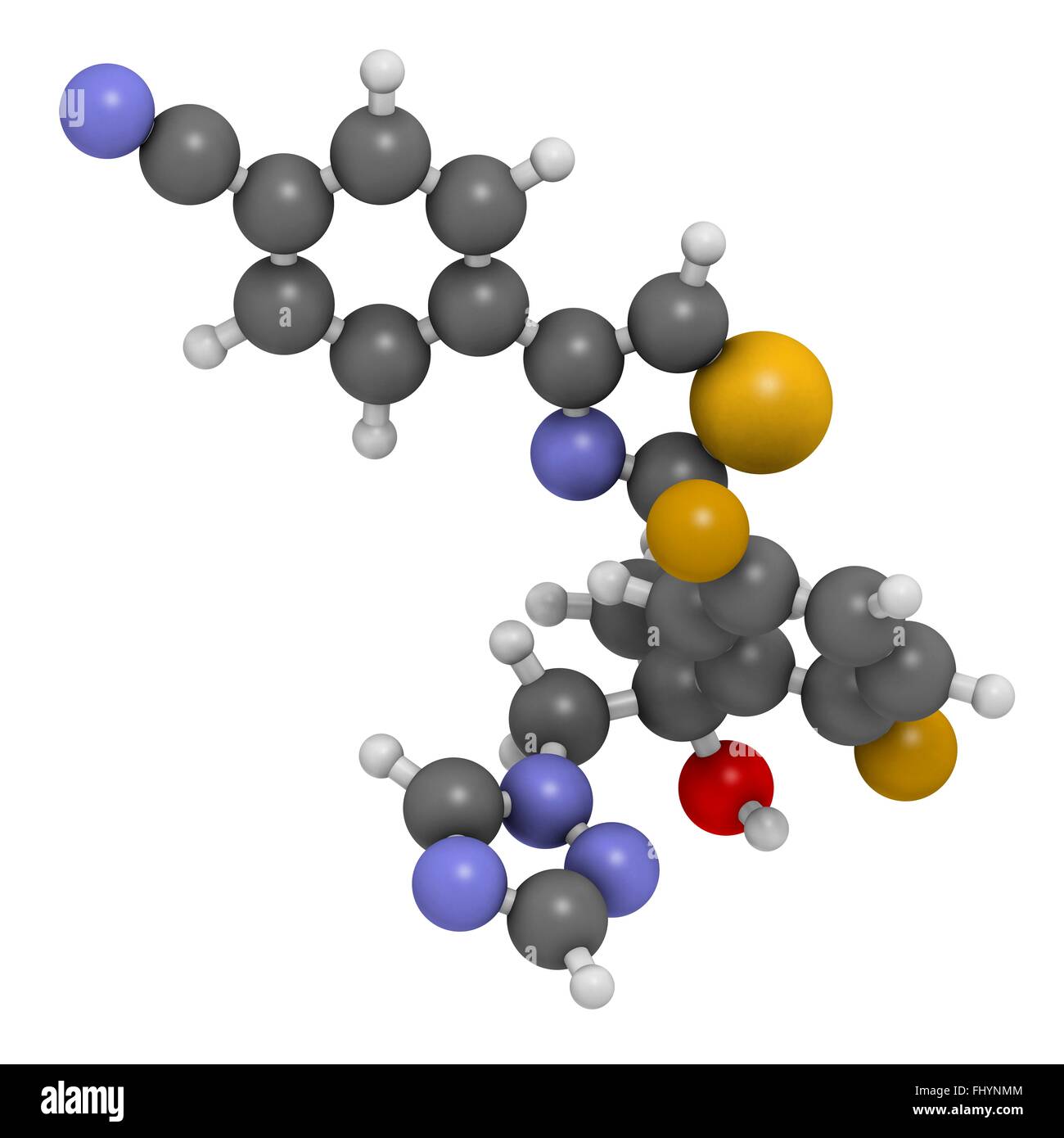 Isavuconazole triazole antifungal drug molecule Atoms are represented ...