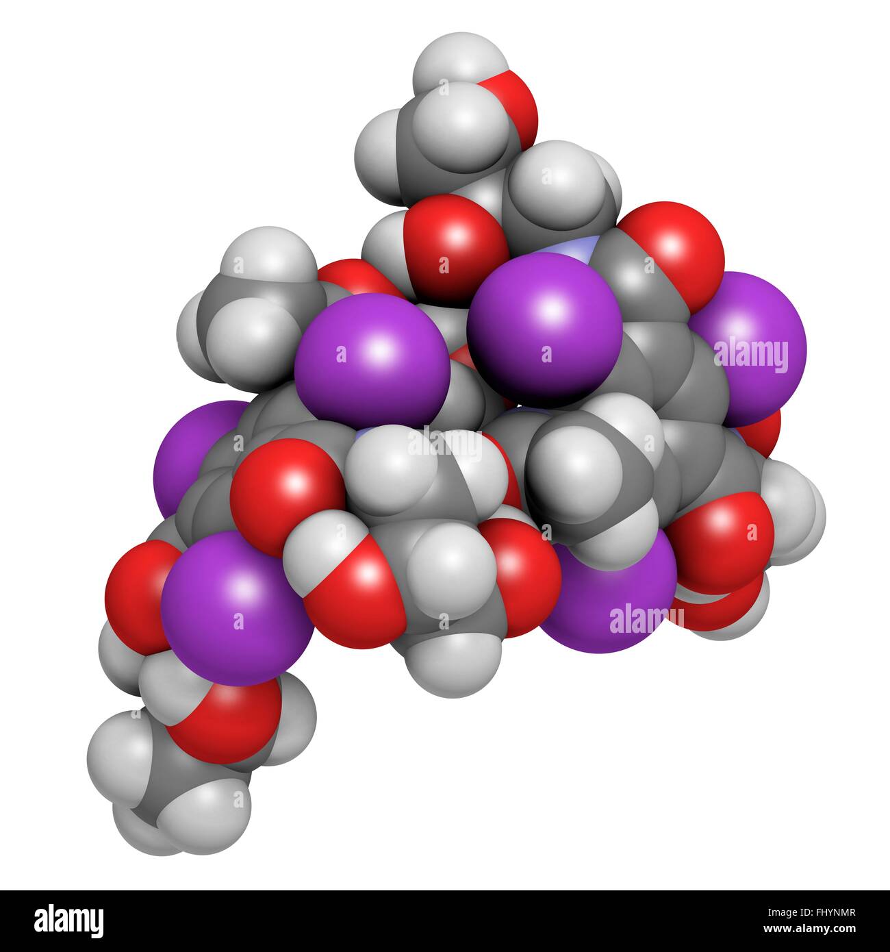 Iodixanol contrast agent molecule Atoms are represented as spheres and ...