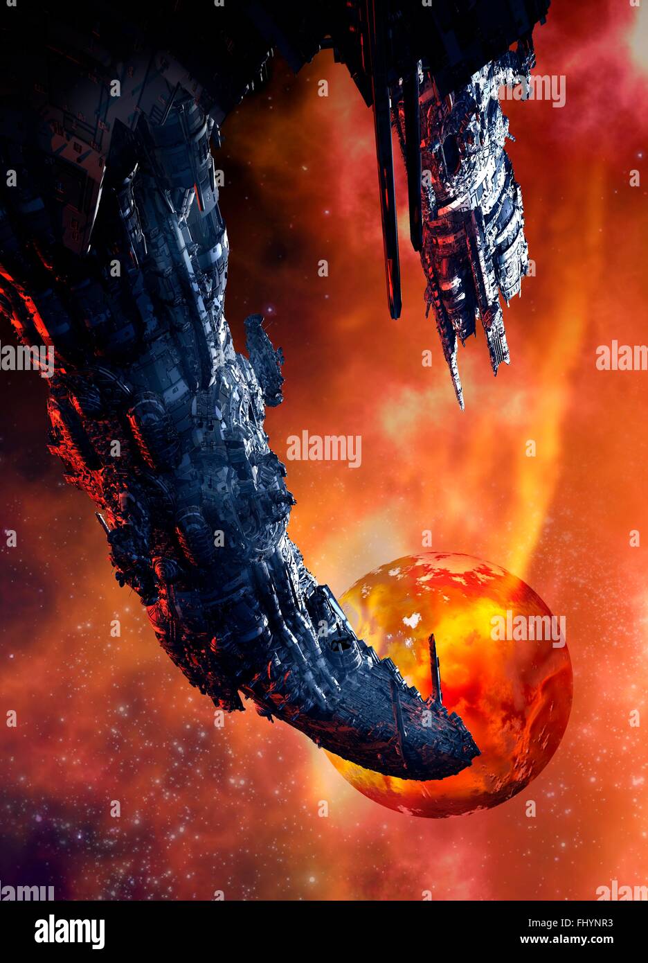 Futuristic space station, illustration Stock Photo - Alamy