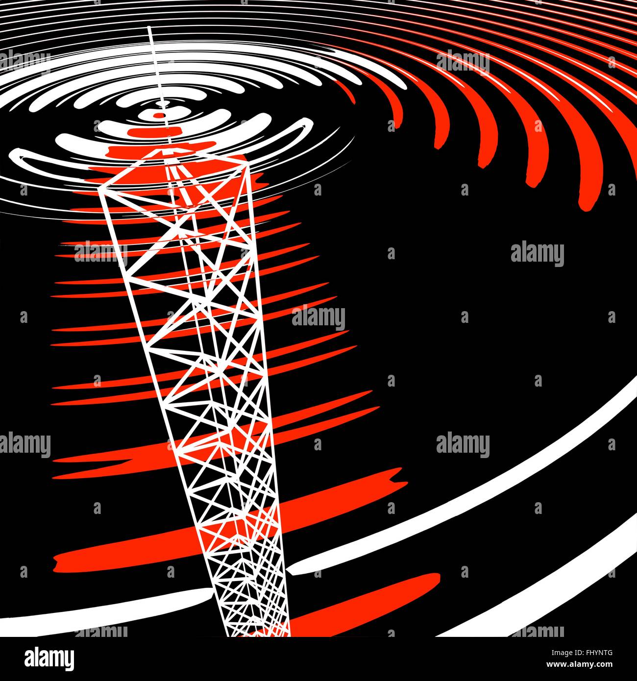 Radio communications tower, illustration Stock Photo - Alamy
