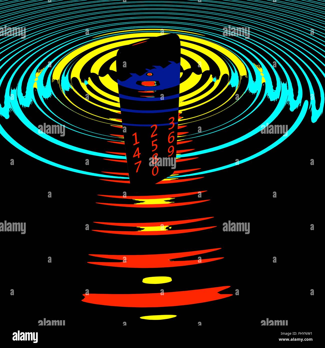 Mobile phone and transmitter waves, illustration Stock Photo - Alamy
