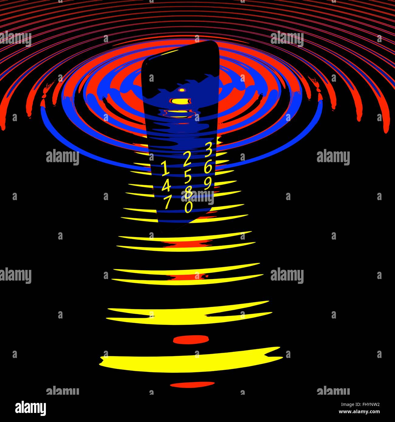 Mobile phone and transmitter waves, illustration Stock Photo - Alamy