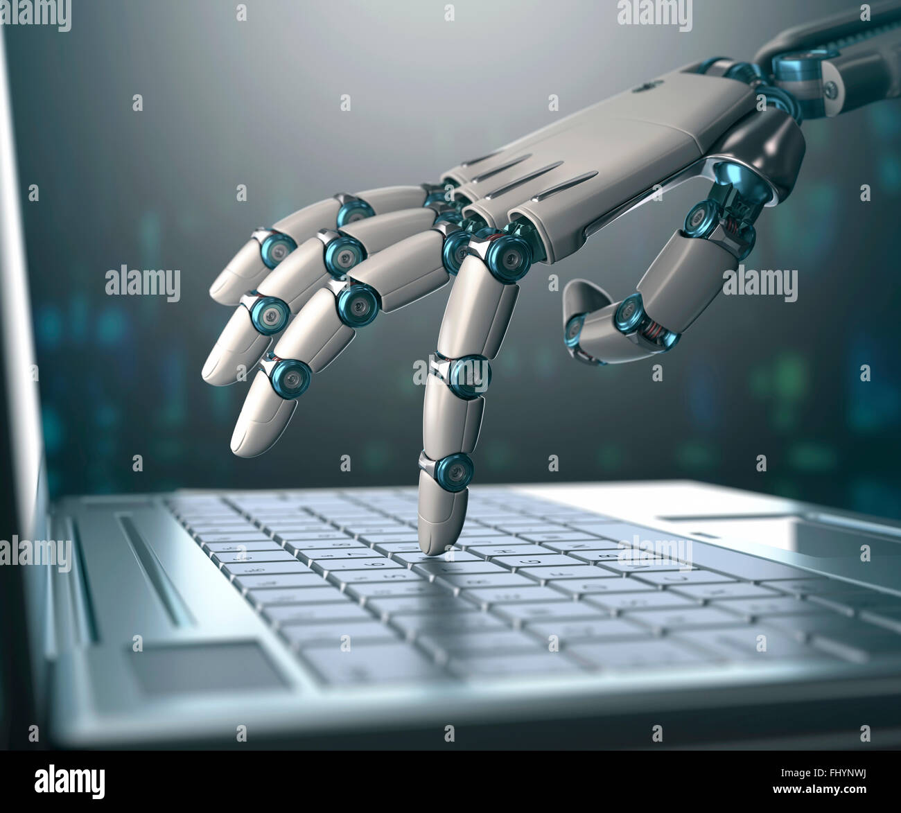 Robot using a computer hi-res stock photography and images - Alamy