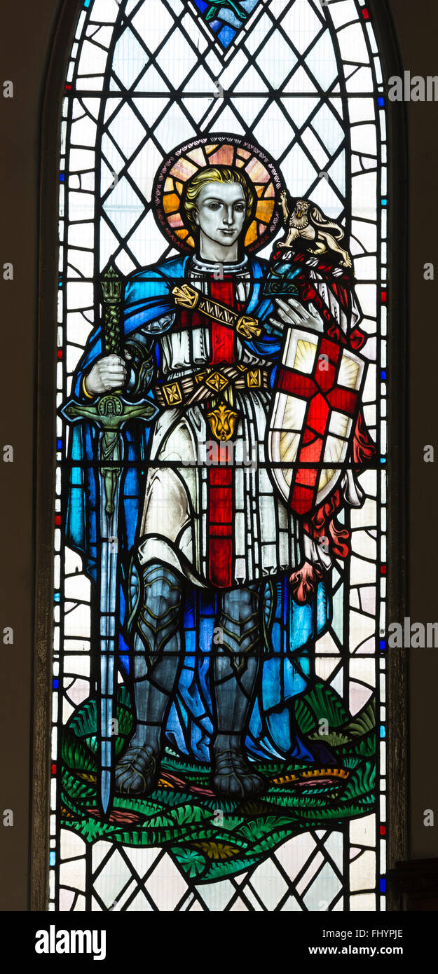 Saint George stained glass, Holy Trinity Church, Amblecote, West ...
